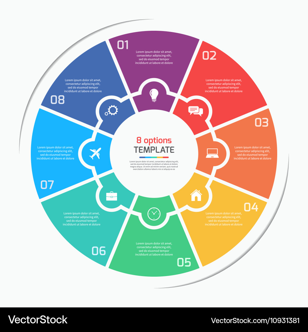 Flat style pie chart circle infographic template Vector Image