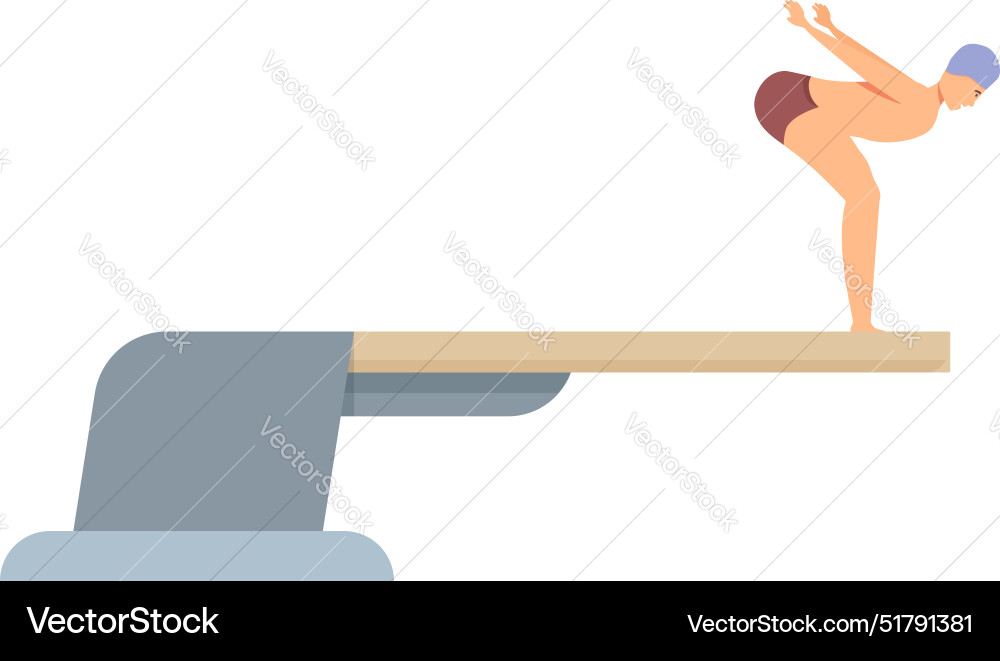 Professional swimmer standing on springboard Vector Image