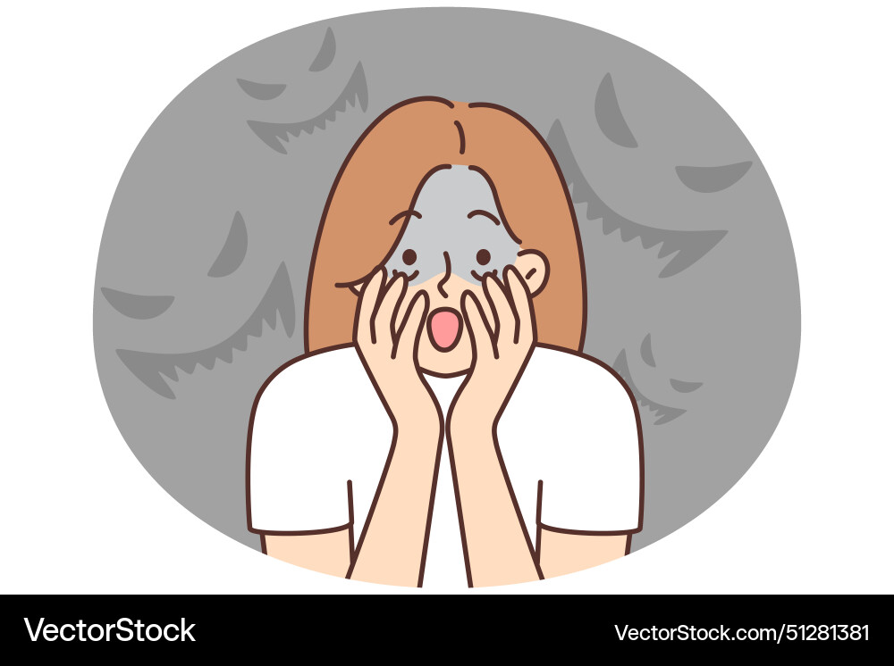 Scared woman feel afraid Royalty Free Vector Image