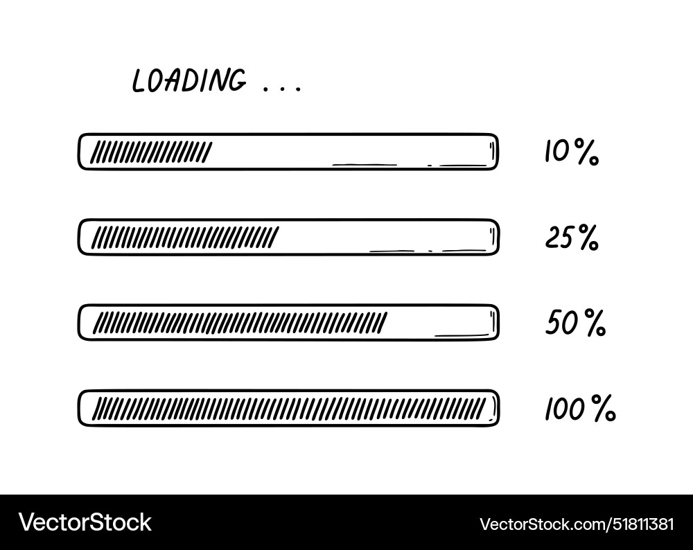Set of doodle loading bars sketch download Vector Image Set of doodle loading bars sketch download Vector Image