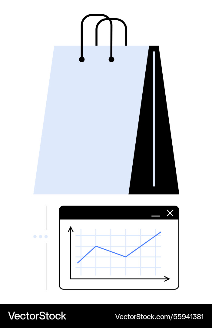 Shopping bag with a growth chart representing e Vector Image