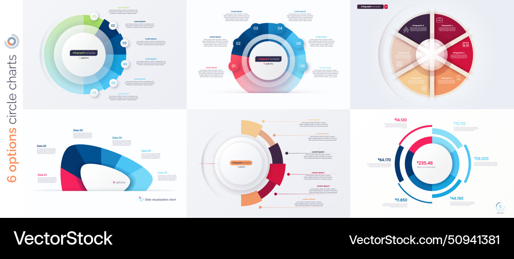 Six option circle infographic design templates Vector Image