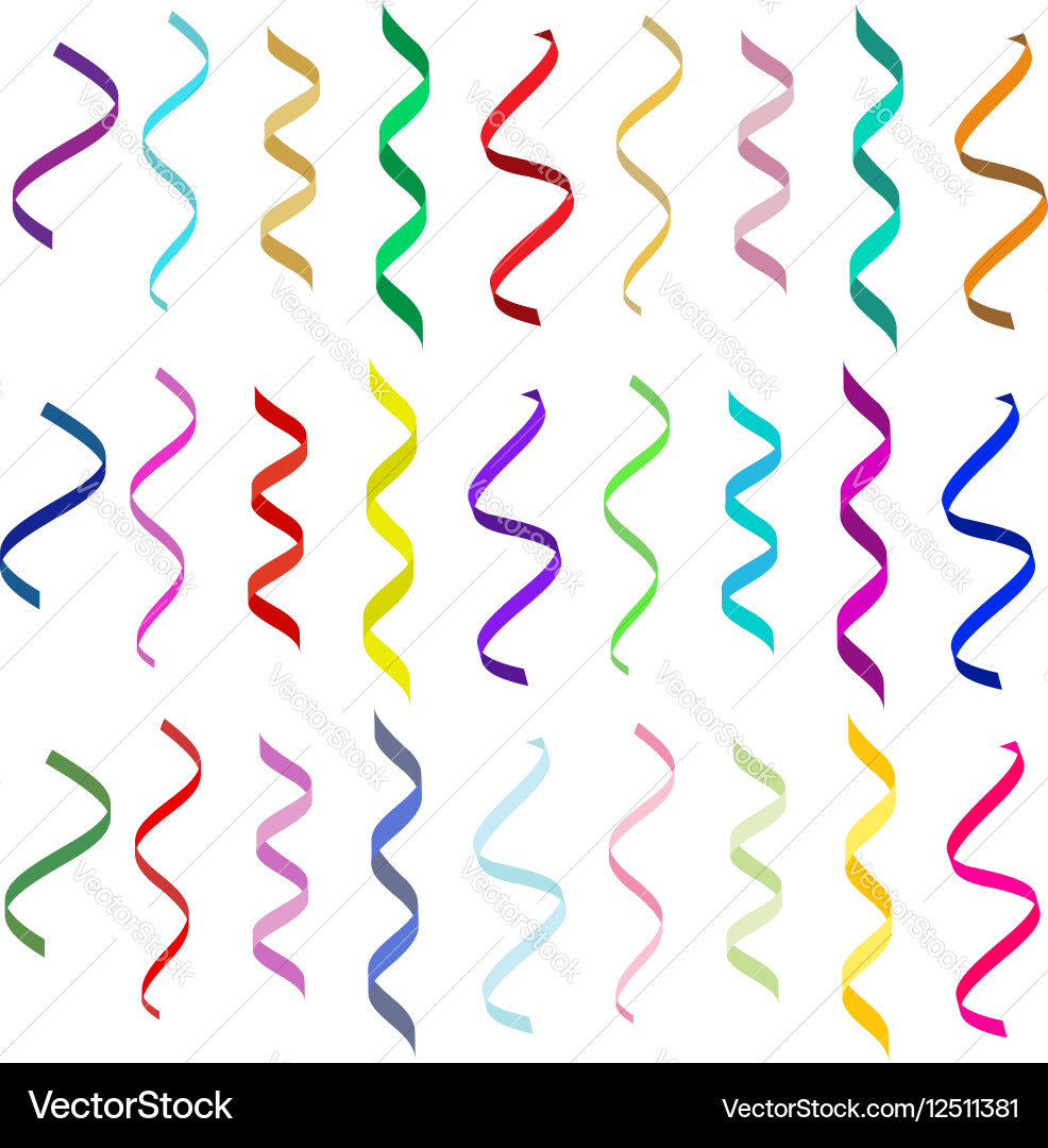 Streamers big set serpentine Royalty Free Vector Image