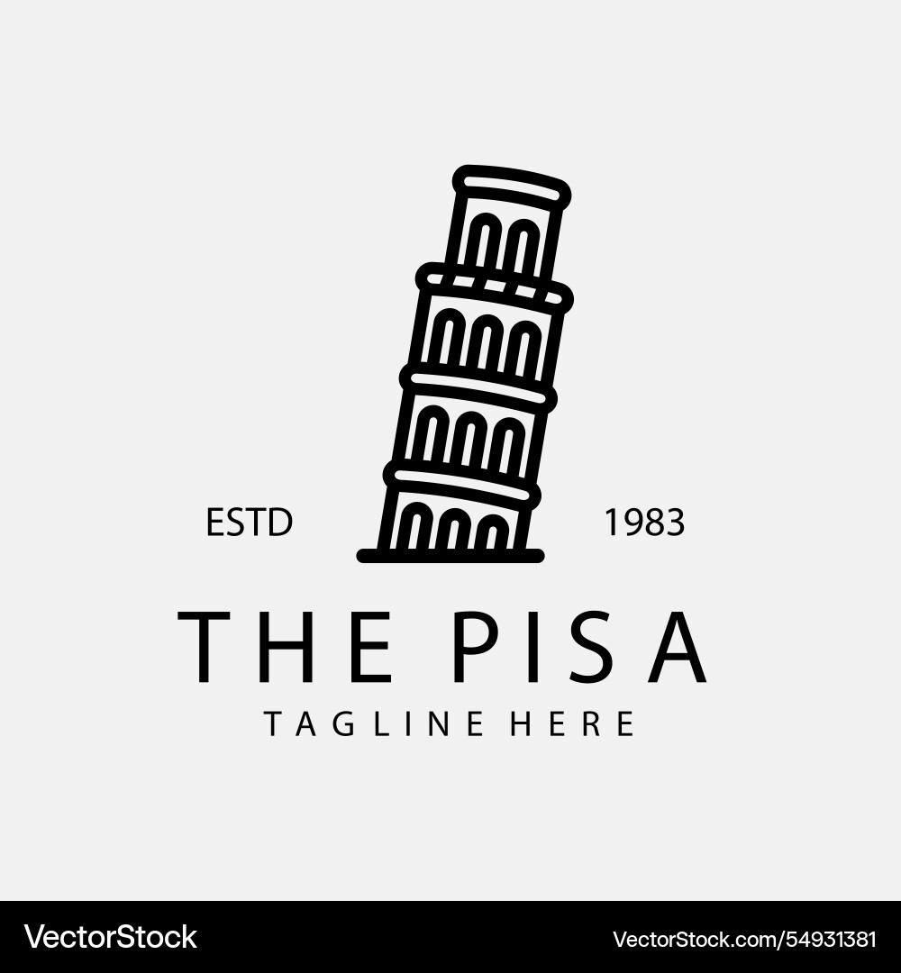 Vintage hand drawn pisa tower logo template Vector Image