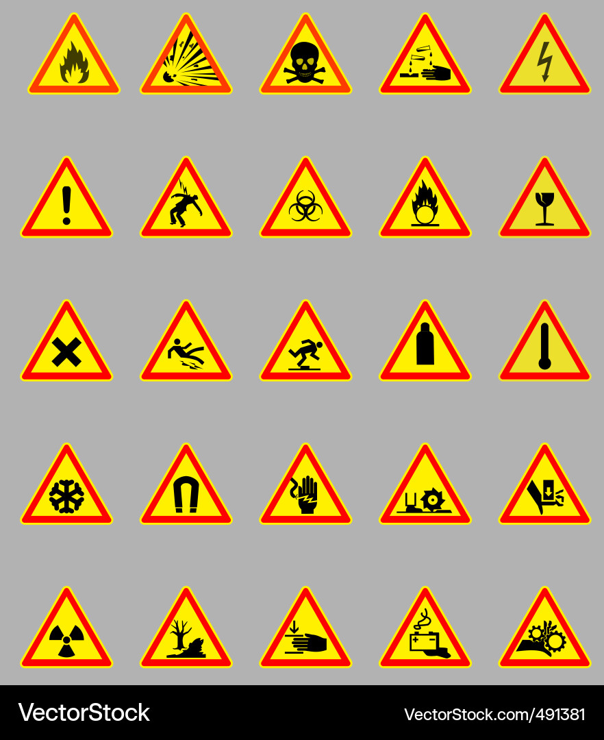 Warning Hazard Signs Royalty Free Vector Image