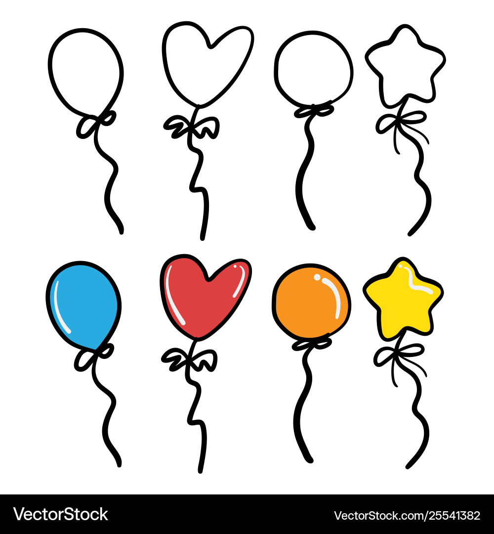 Balloon hand draw Royalty Free Vector Image - VectorStock