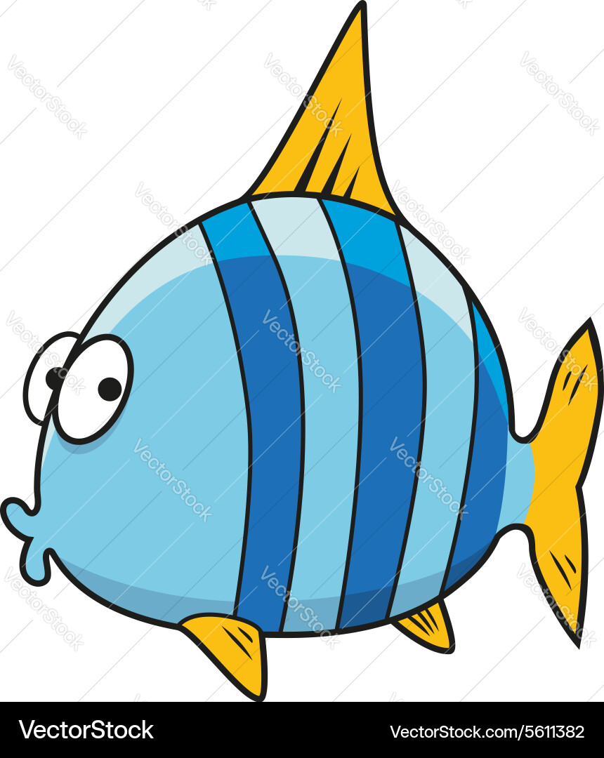 Cartoon isolated blue striped fish Royalty Free Vector Image