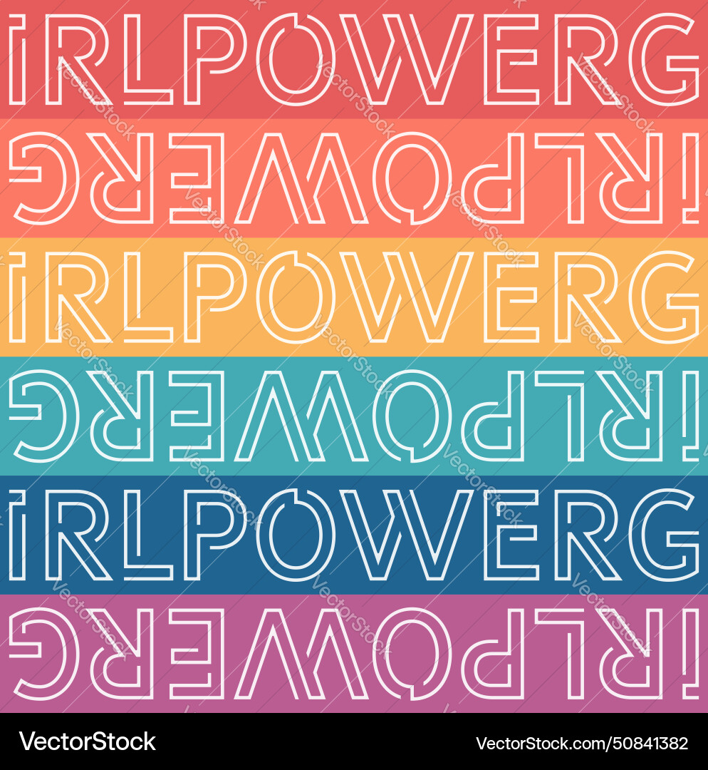 Girl power words seamless pattern rainbow Vector Image