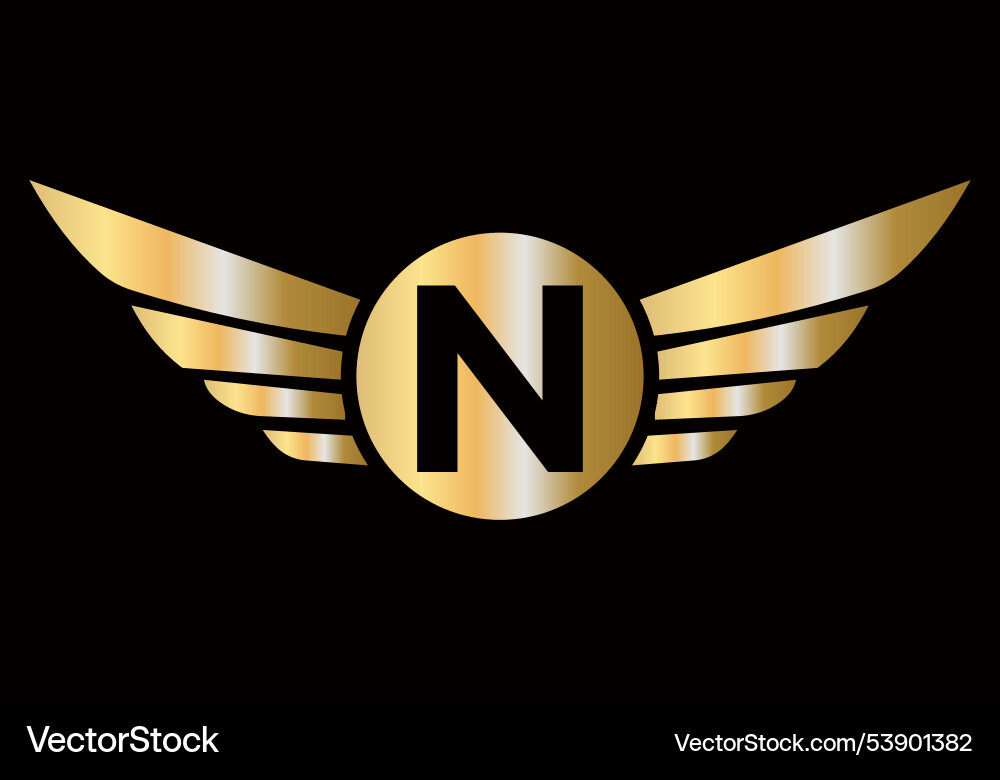 Letter n transportation logo design wing symbol Vector Image