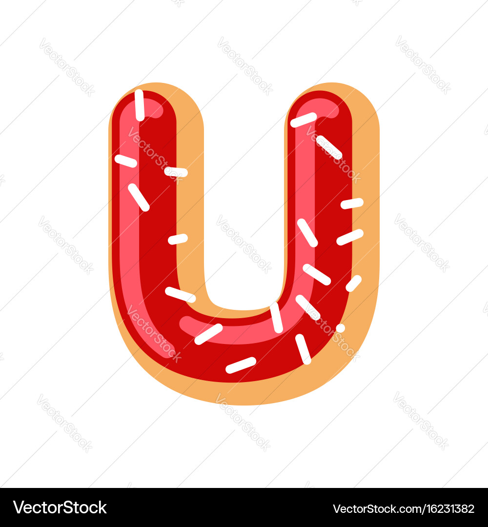 Letter u donut font doughnut alphabet sweet Vector Image