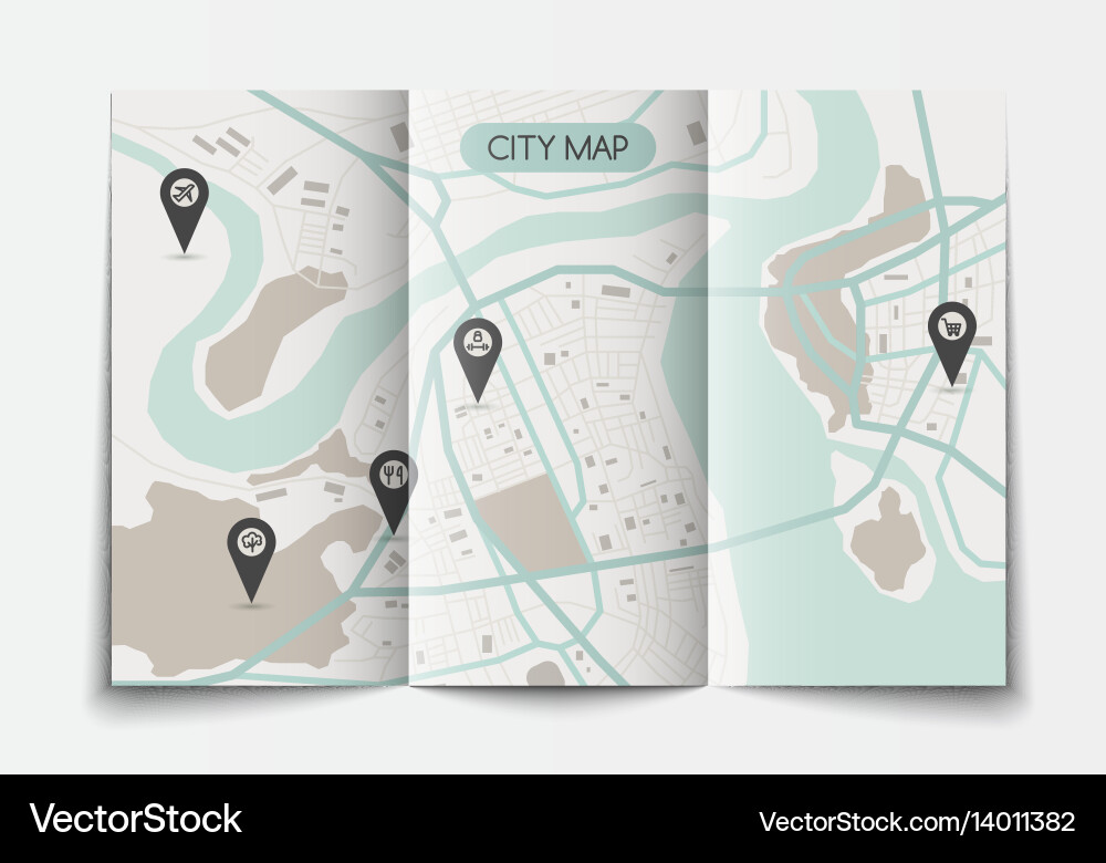 Open paper city map Royalty Free Vector Image - VectorStock