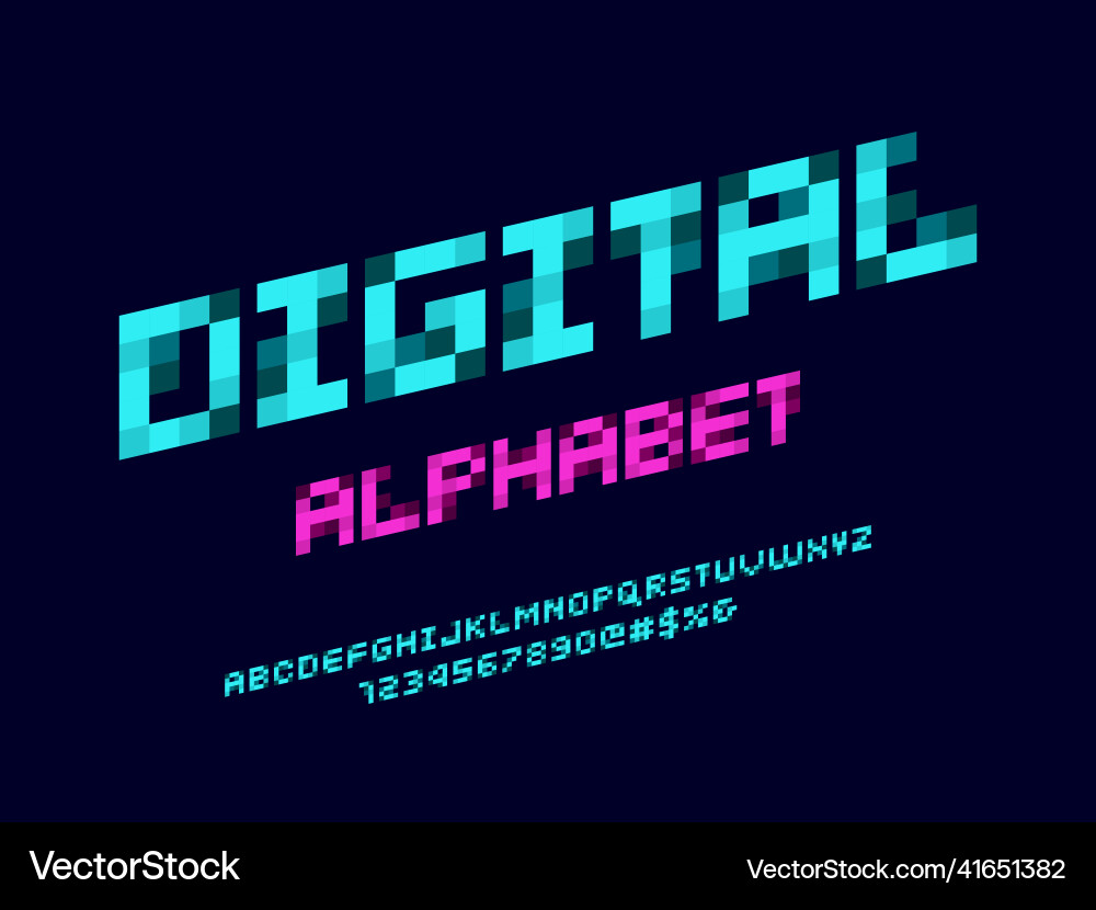 Pixel font Royalty Free Vector Image - VectorStock