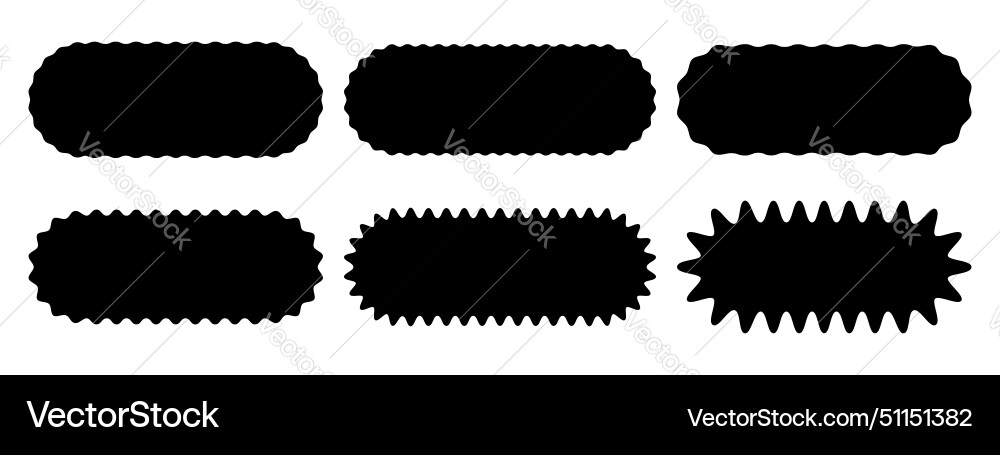 Set of different rectangles with wavy edges Vector Image