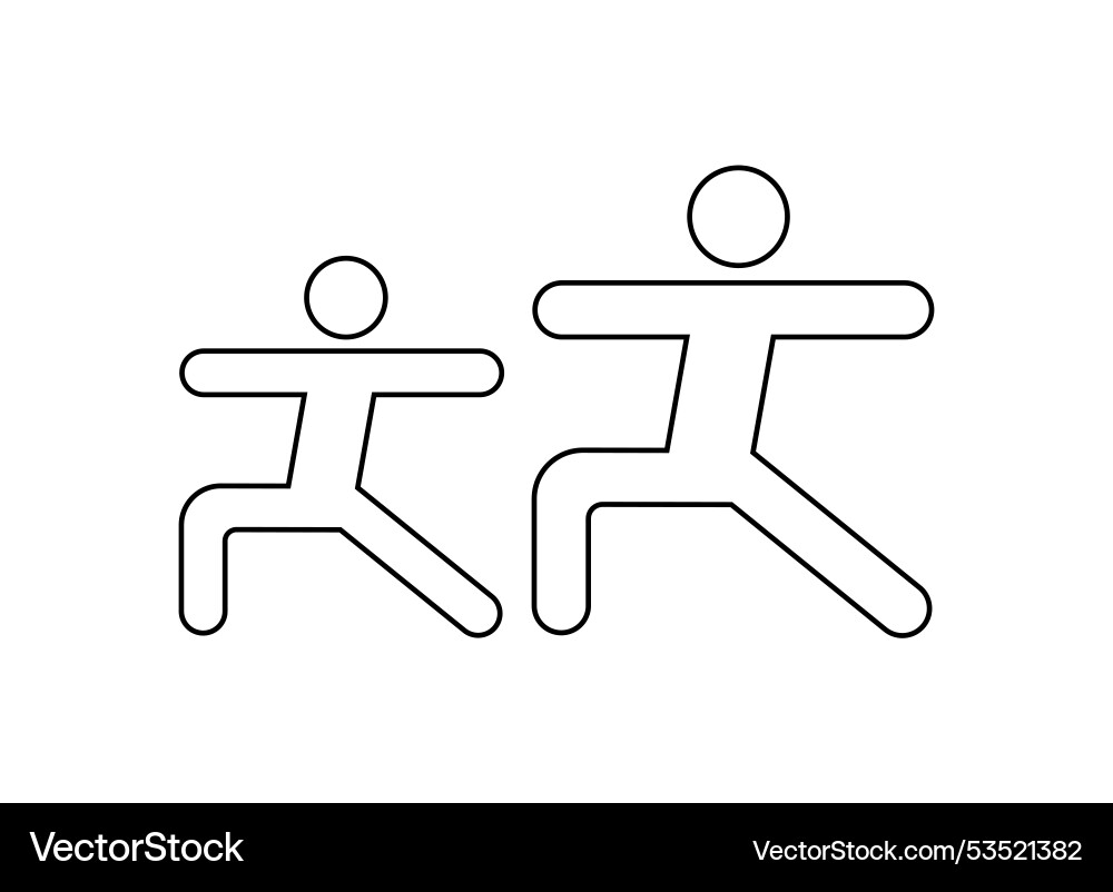 Simple line drawing of two people stretching Vector Image