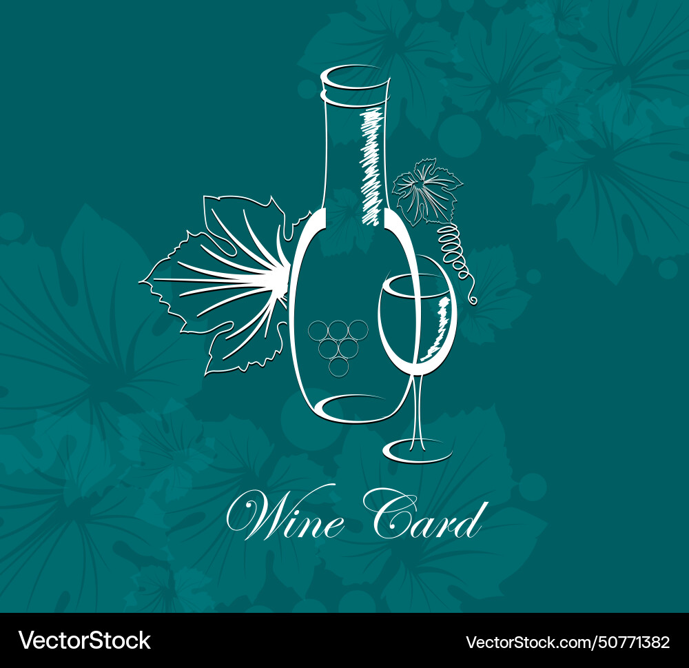 Wine card background alcohol drink glass Vector Image