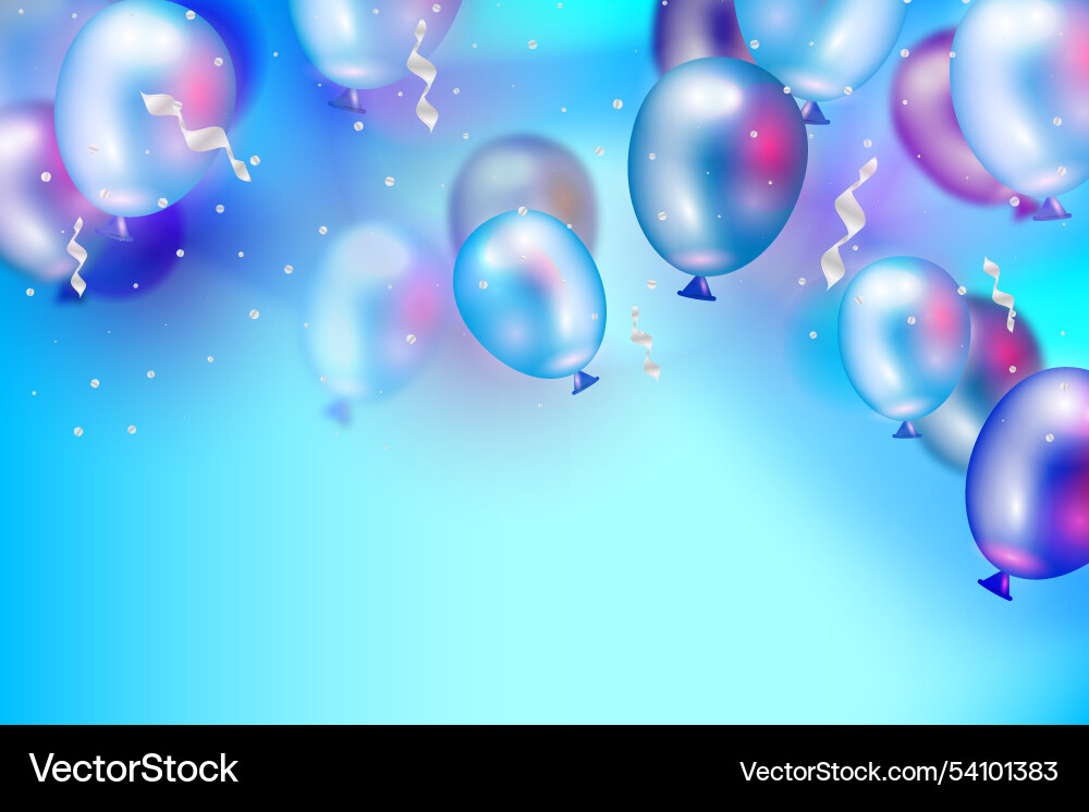 Blue party background with colorful balloons Vector Image