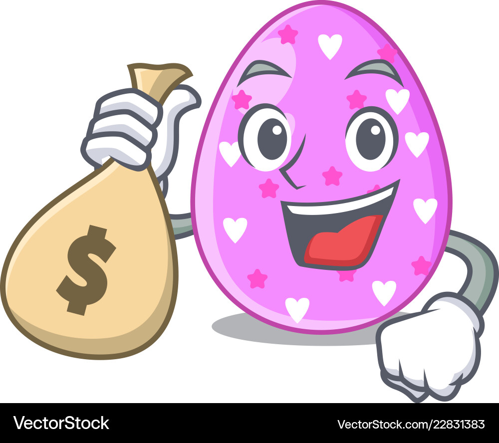 Cheerful Easter Egg with Money Bag Royalty Free Vector Image