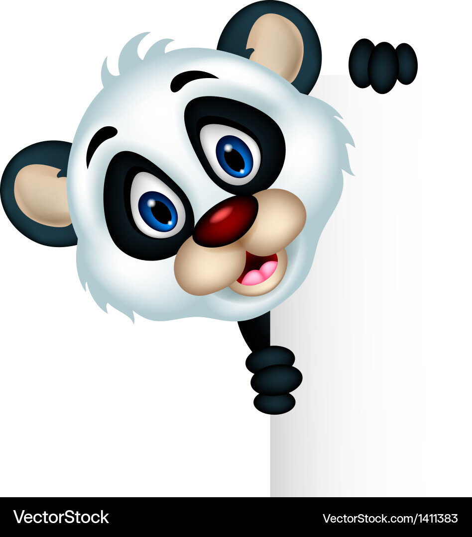 Cute baby panda holding blank sign Royalty Free Vector Image