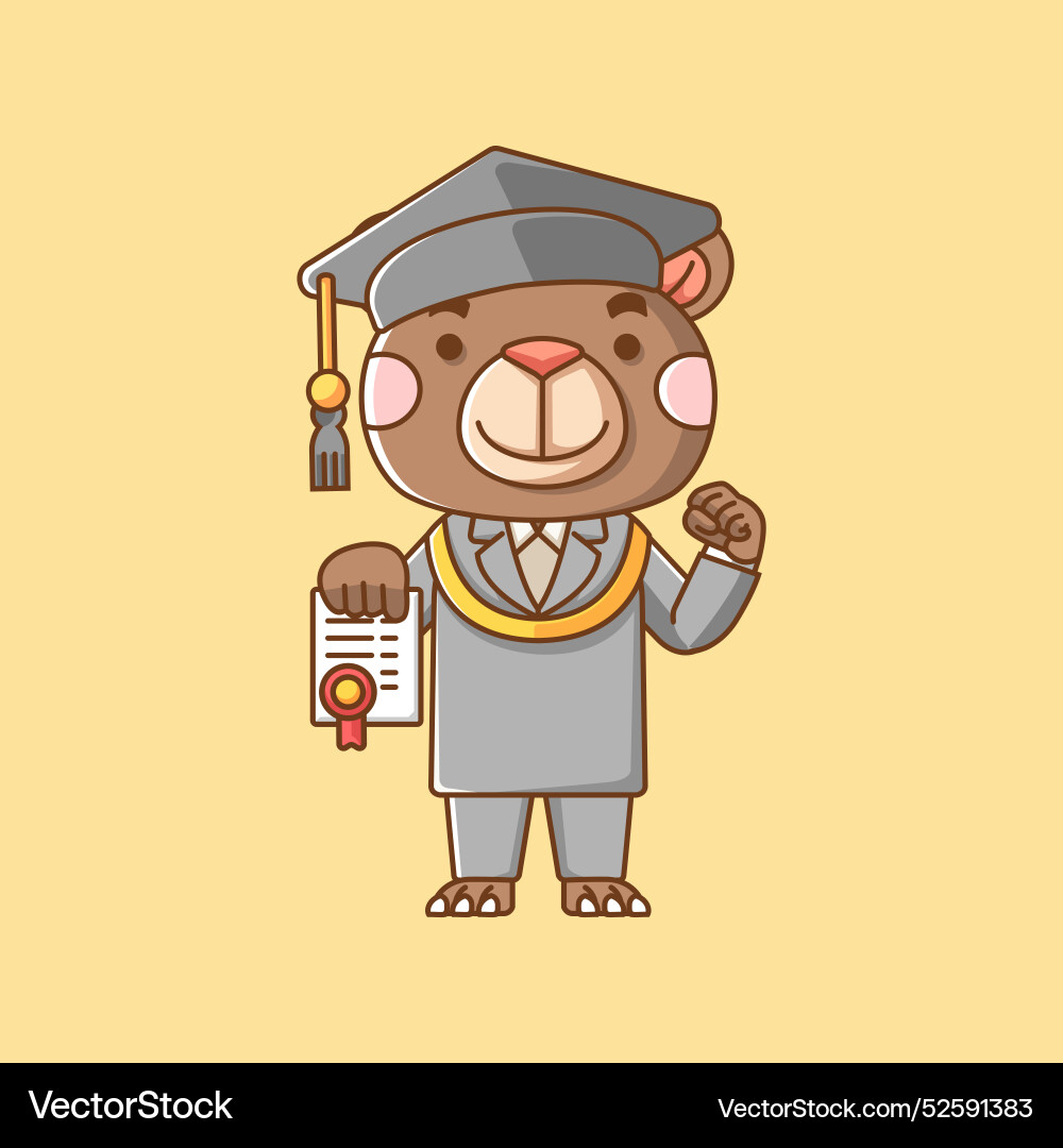 Cute teddy bear graduation animal kawaii chibi Vector Image