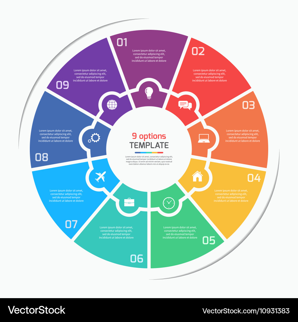 Flat style pie chart circle infographic template Vector Image