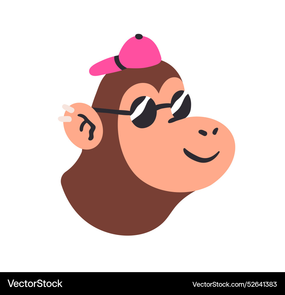 Funny monkey characters head portrait face Vector Image