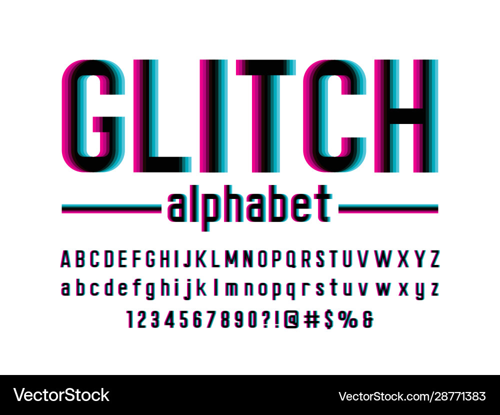 Glitch font Royalty Free Vector Image - VectorStock