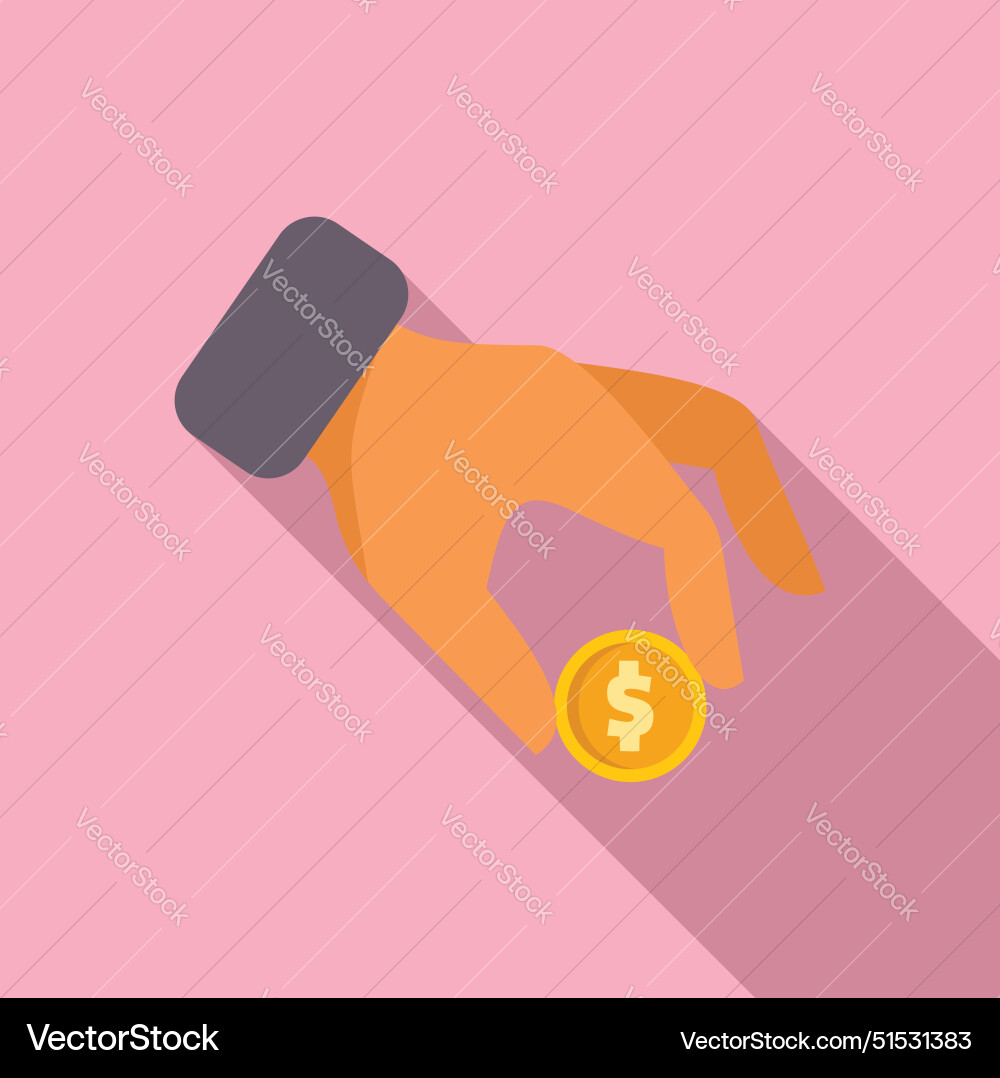 Hand picking up gold coin Royalty Free Vector Image