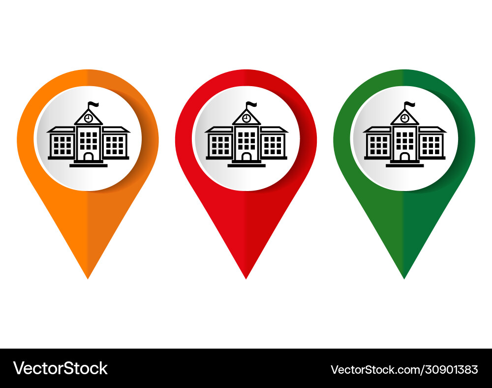 Map marker with icon a school Royalty Free Vector Image