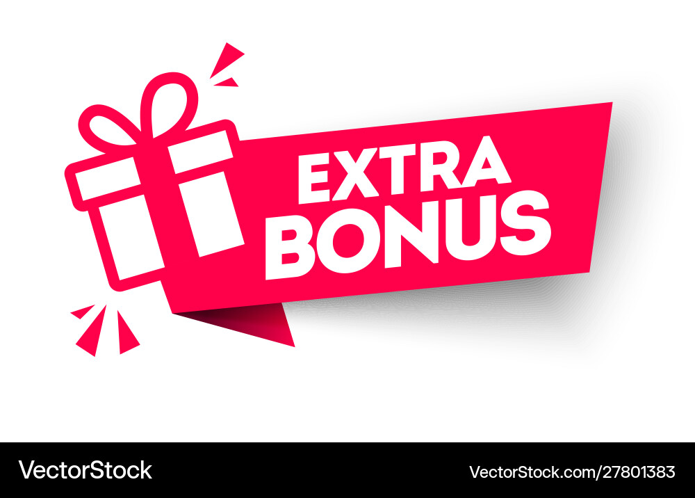 Red extra bonus label modern web banner with gift Vector Image