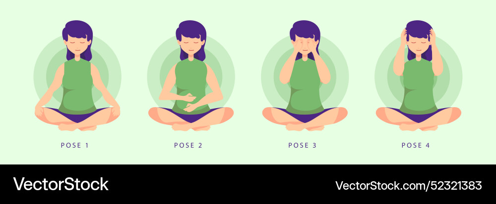 Self-healing reiki poses collection Royalty Free Vector