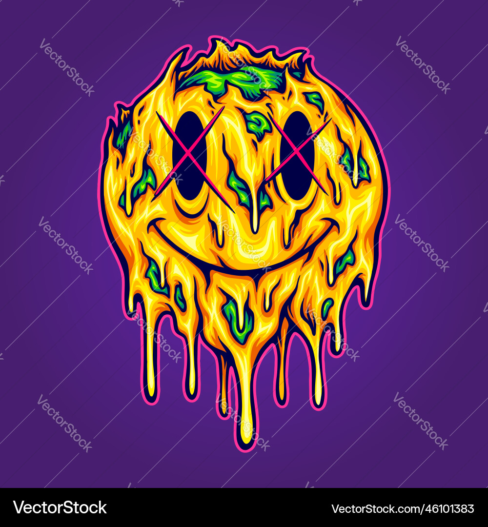 Spooky monster smiley emoticon logo cartoon Vector Image
