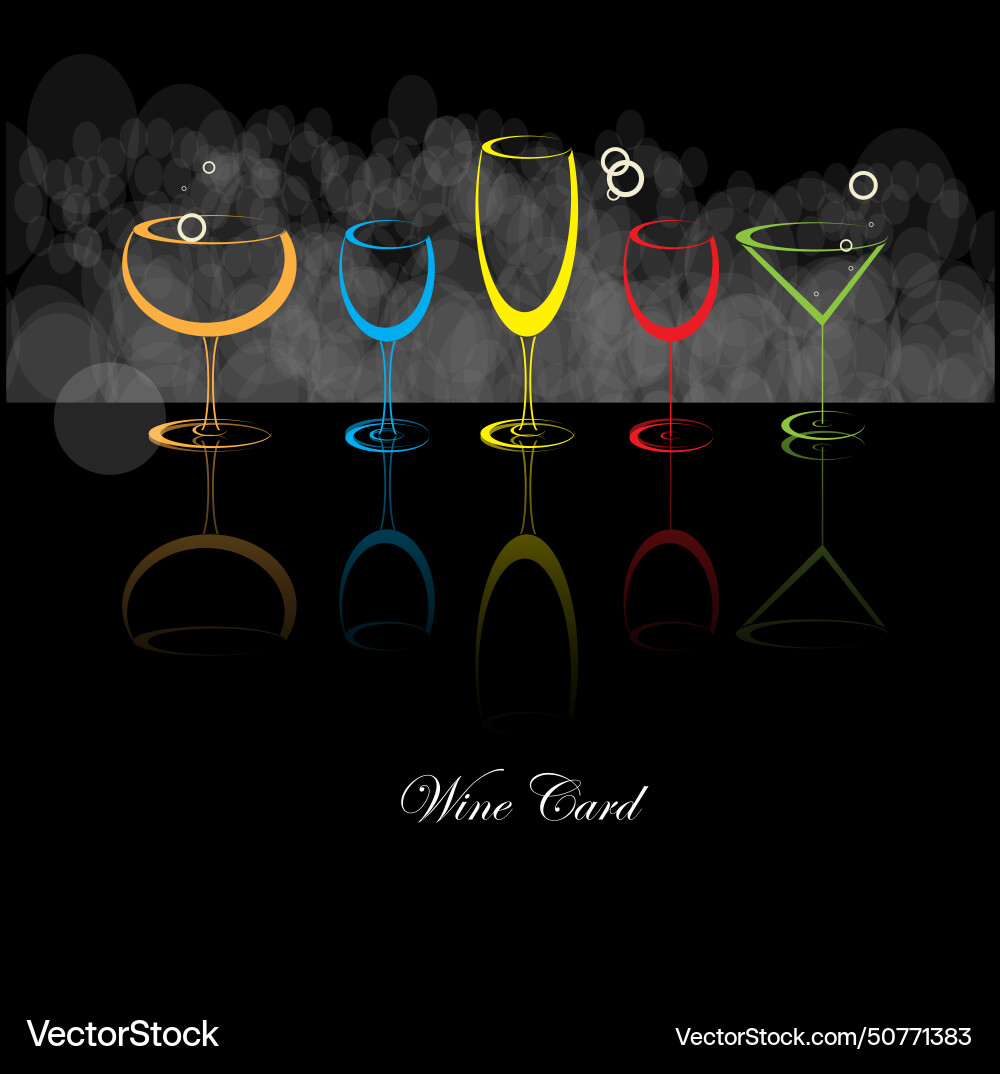 Wine card background alcohol drink glass Vector Image