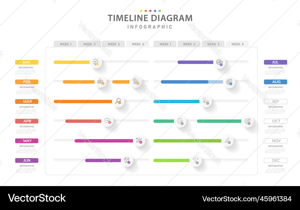 12 Month Timeline Roadmap Calendar Royalty Free Vector Image