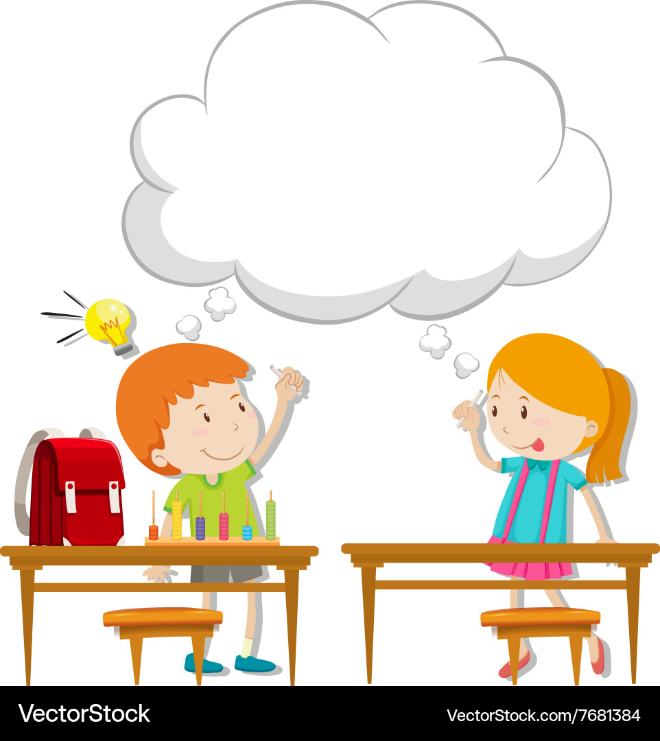 Boy and girl with thinking bubble Royalty Free Vector Image