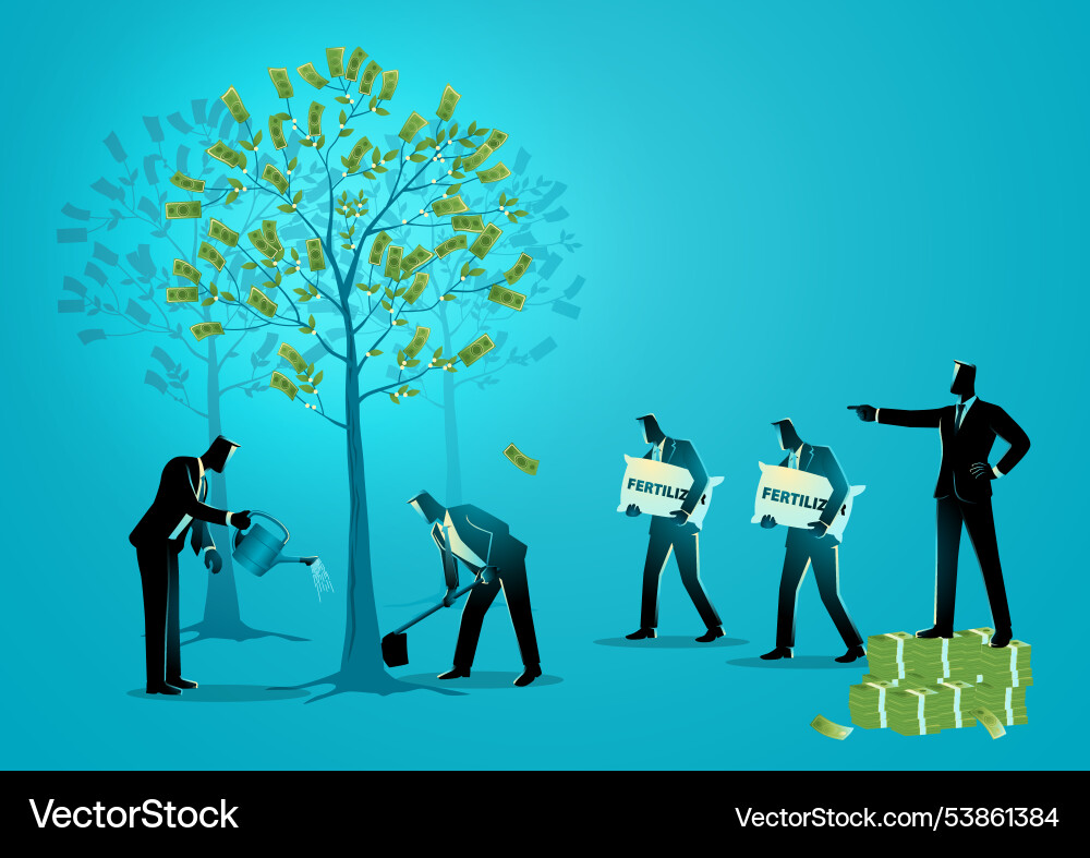 Businessman silhouette money tree worker Vector Image
