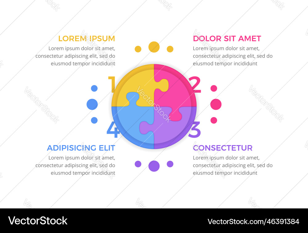 Circle diagram with four elements Royalty Free Vector Image