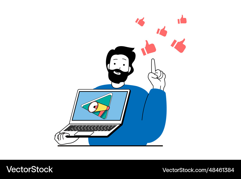 Digital marketing concept with people scene Vector Image