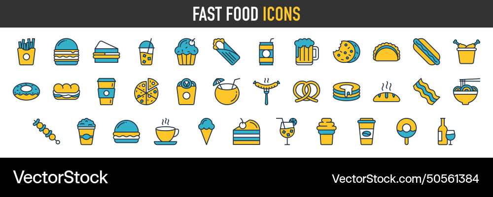 Fast food icon set Royalty Free Vector Image - VectorStock