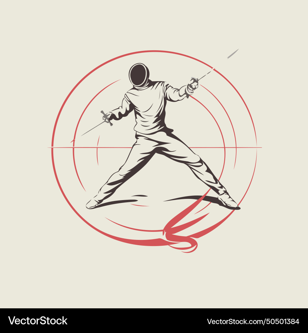 Fencing sport graphic design template silhouette Vector Image