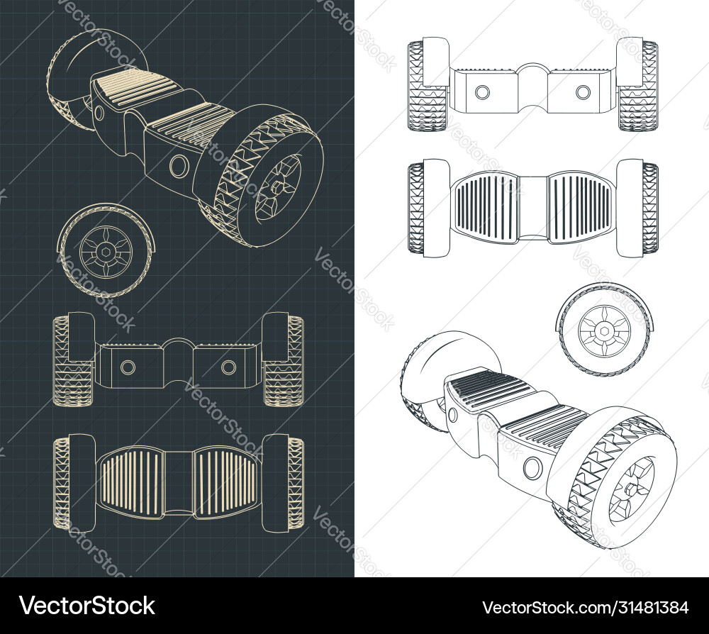Hoverboard drawings Royalty Free Vector Image - VectorStock