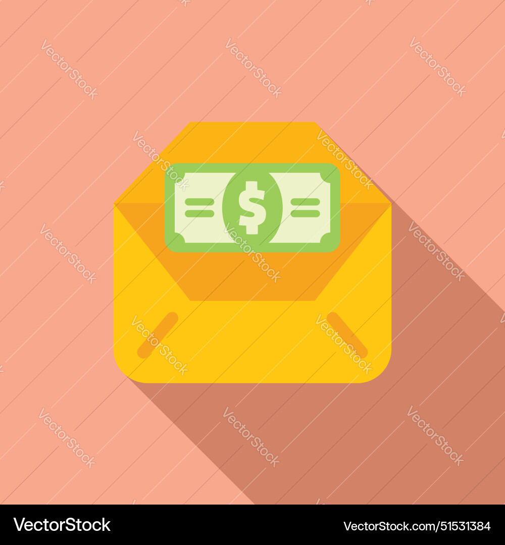 Money envelope icon on pink background Royalty Free Vector