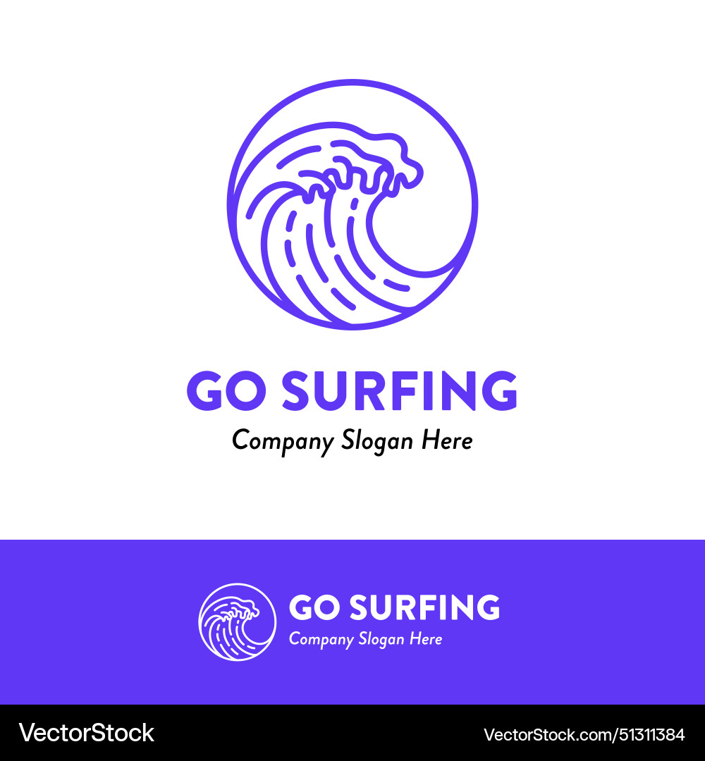 Ocean waves surfing logo ideas 6 Royalty Free Vector Image
