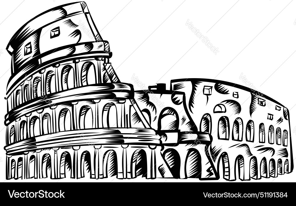 Rome coliseum hand drawn outline doodle icon Vector Image