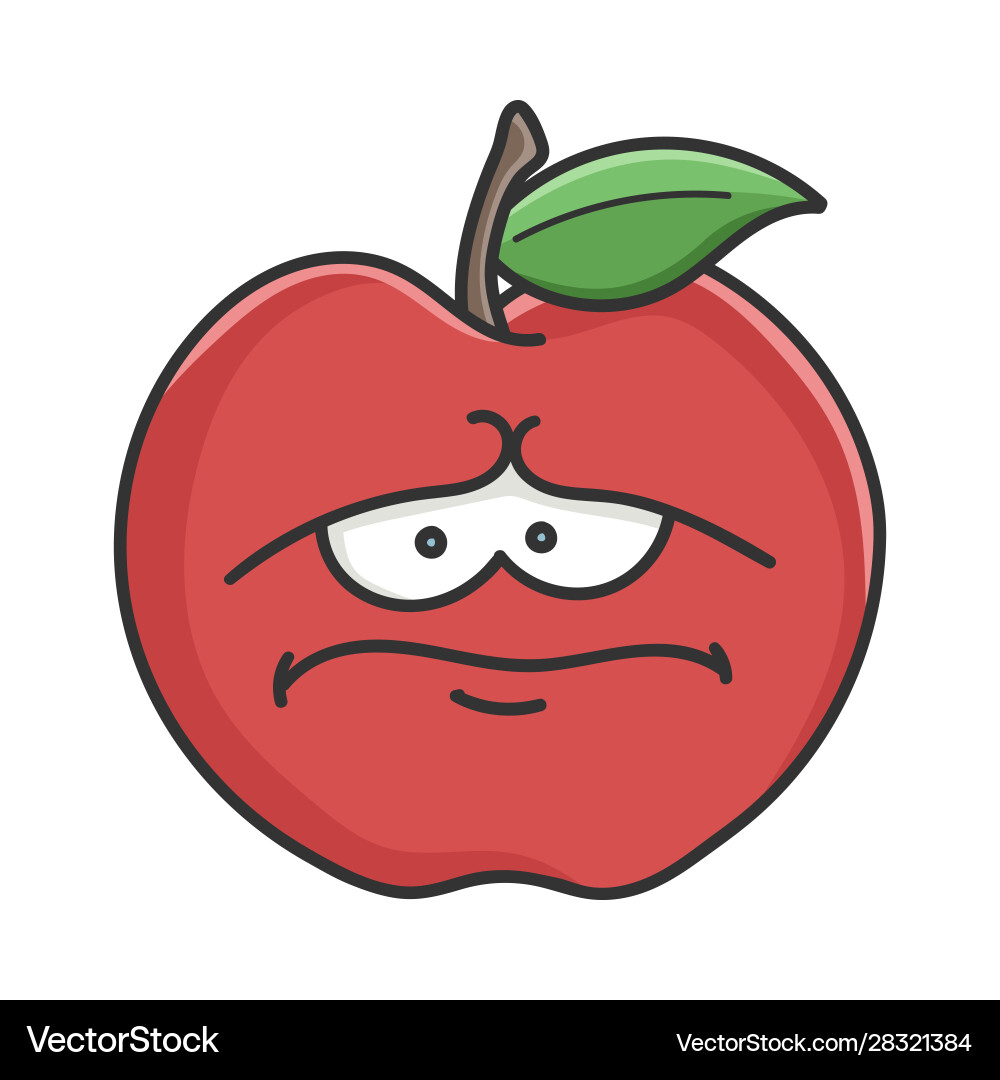 Sad red apple cartoon Royalty Free Vector Image