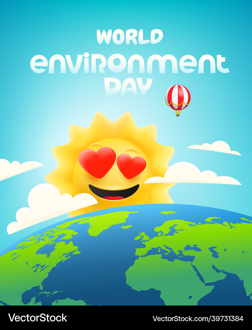 World environment day vertical banner with comic Vector Image