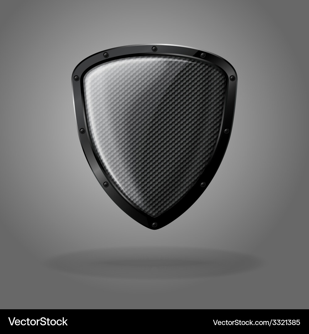 Blank realistic glossy shield with carbon texture Vector Image