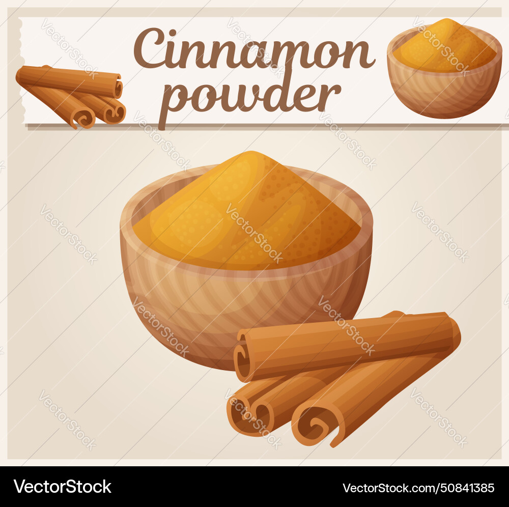 Cinnamon powder and sticks icon Royalty Free Vector Image
