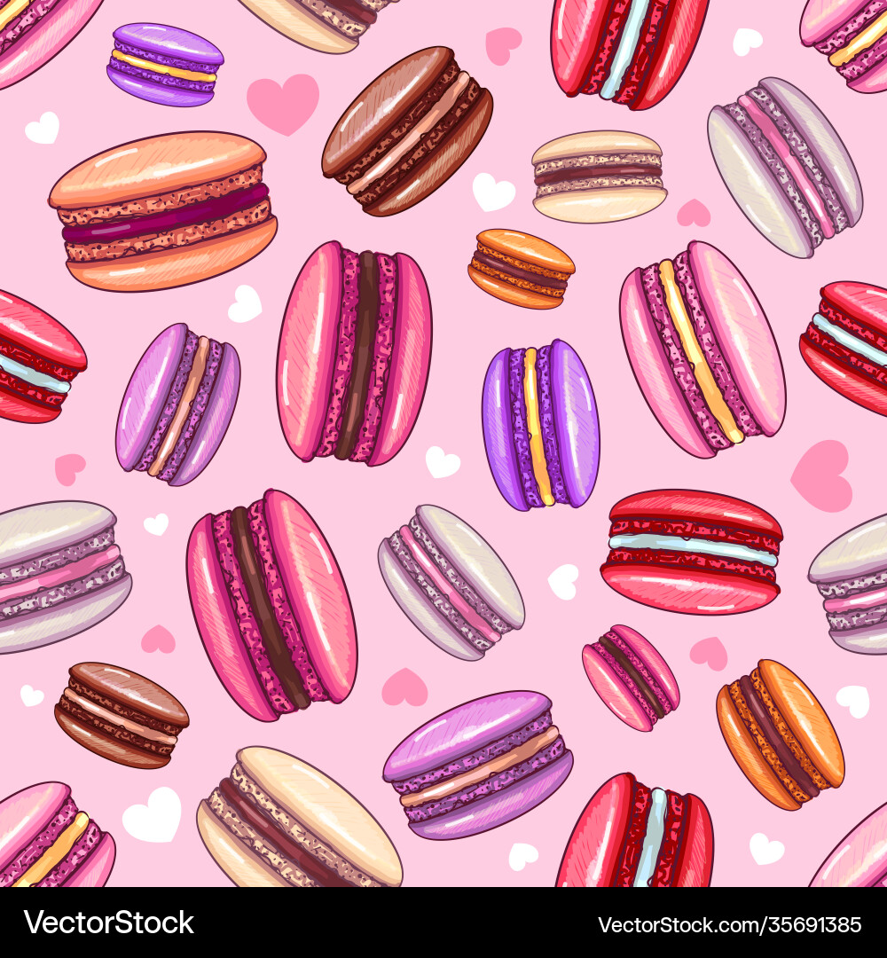 Colorful Macarons Pattern Royalty Free Vector Image