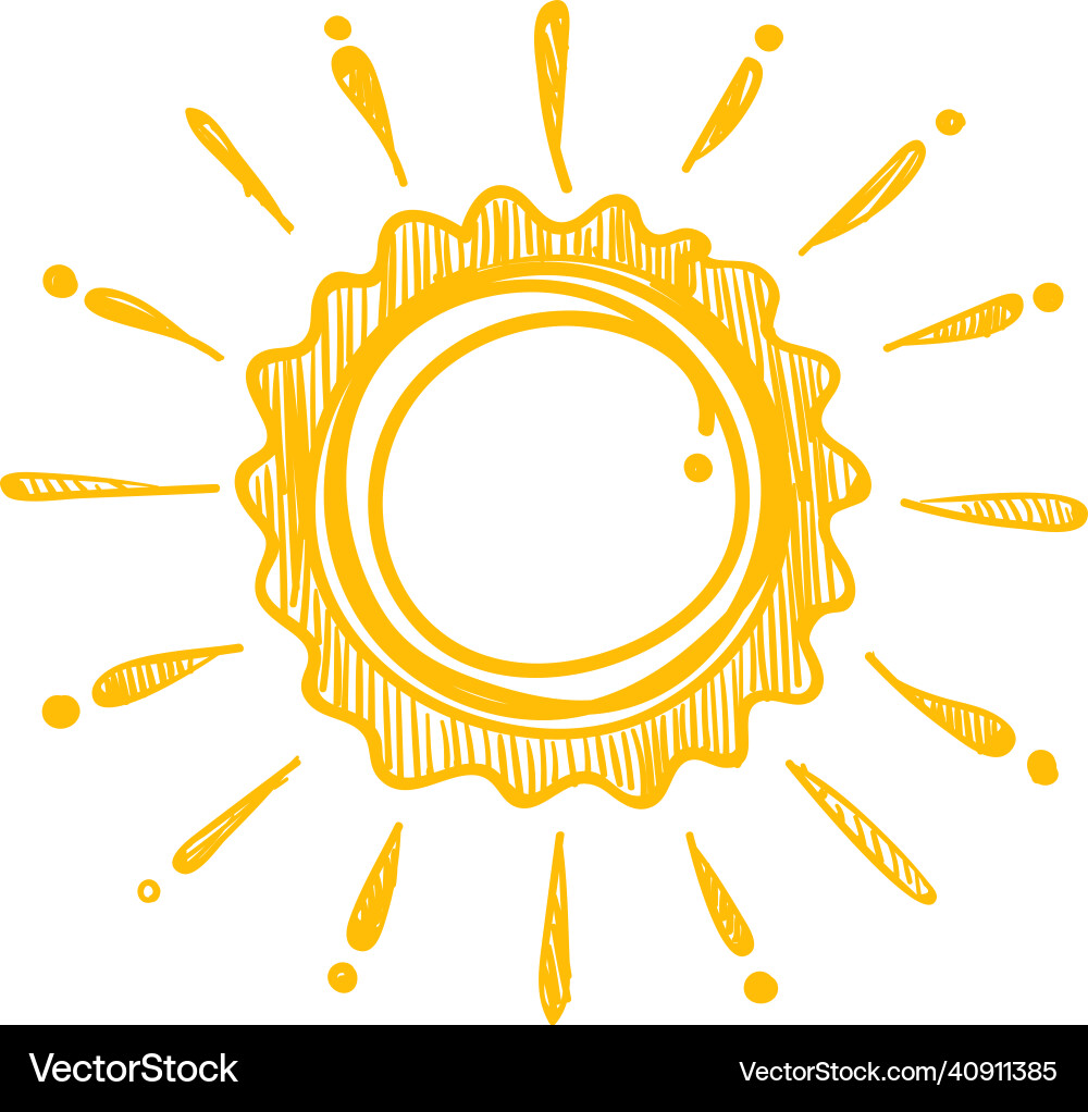 Doodle sun hand drawn light circle Royalty Free Vector Image