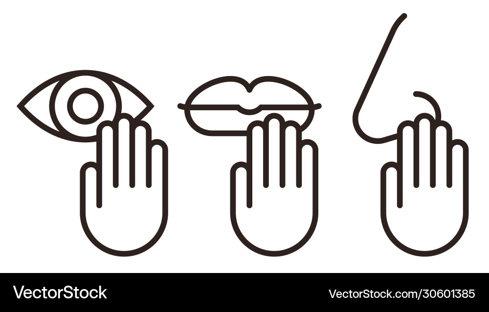 Hand touching mouth nose or eye carries risk Vector Image